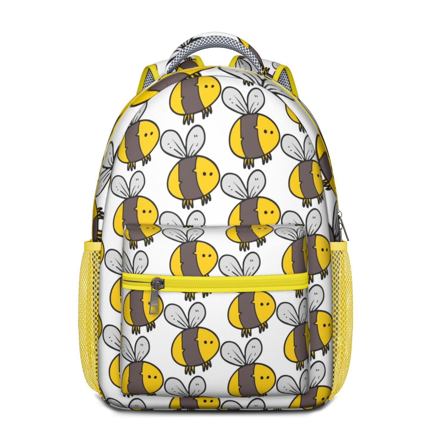 Bee Lovers Cute School Backpack – Honeycomb and Bumble Bee Print ...