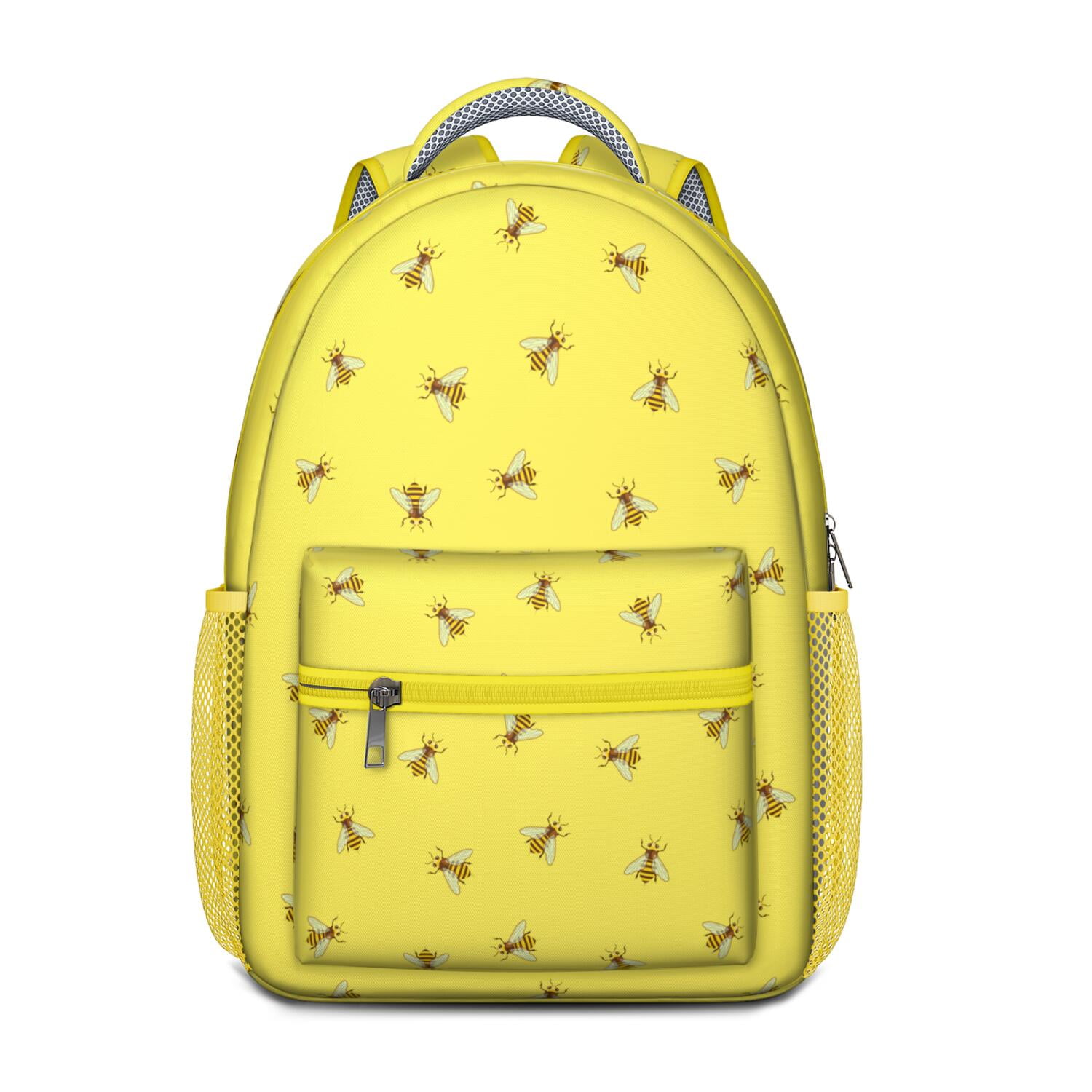 Bee Lovers Cute School Backpack – Honeycomb and Bumble Bee Print ...