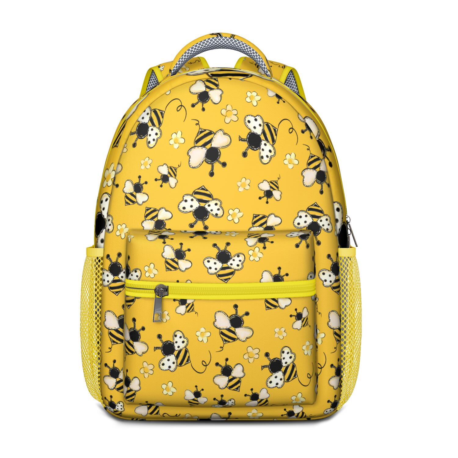 Bee Lovers Cute School Backpack – Honeycomb and Bumble Bee Print ...