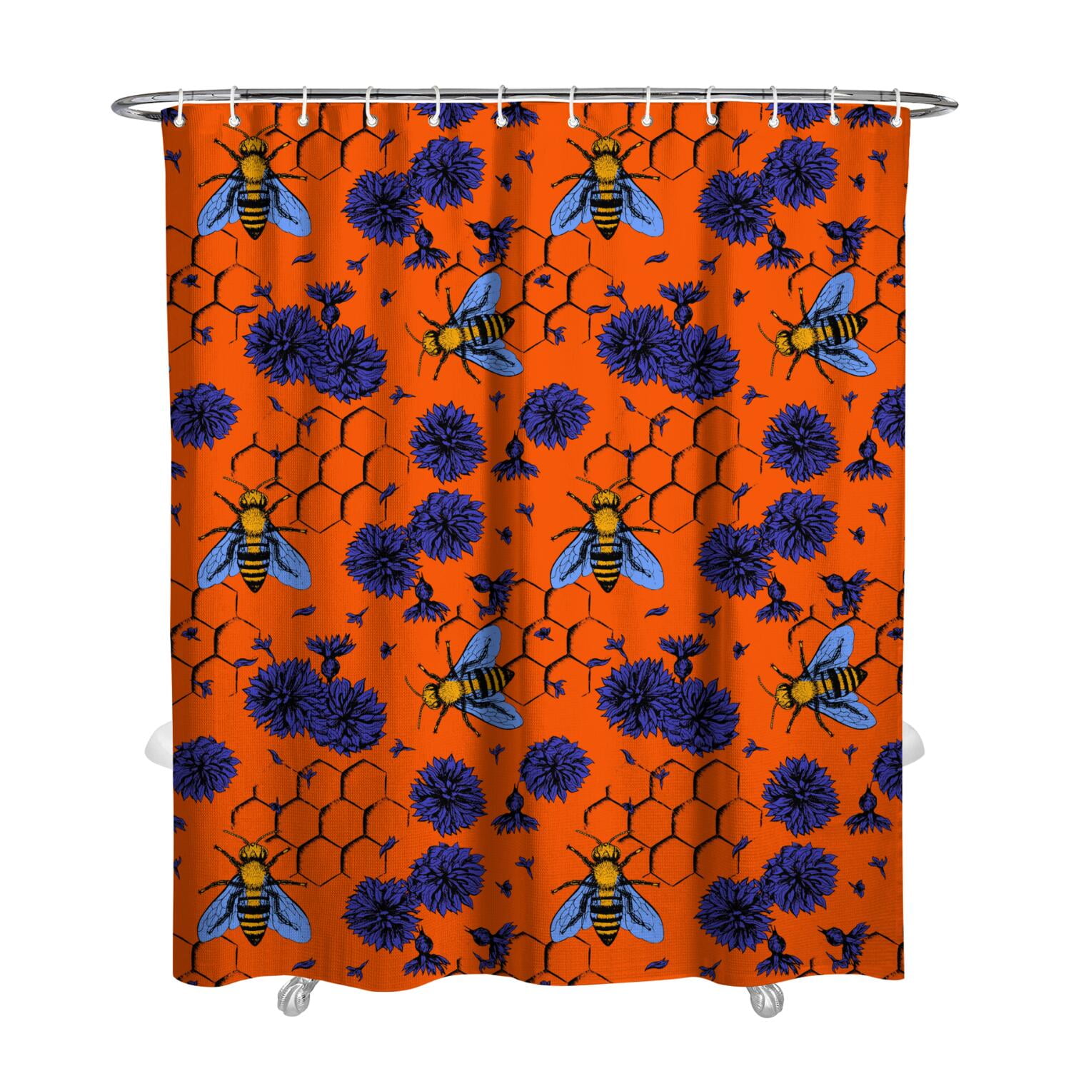 Bee Lovers Shower Curtain Yellow Honeycomb Pattern - Premium Waterproof ...