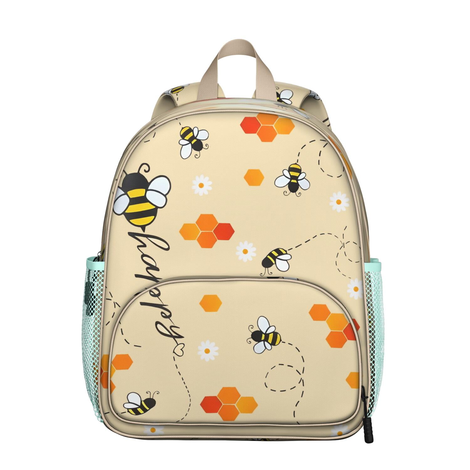 Bee Lovers Student Backpack – Honeybee Cartoon Pattern With Cute Bumble Bee Print And Yellow ...