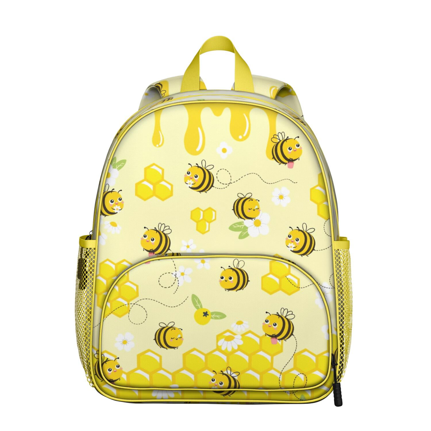 Bee Lovers Student Backpack – Honeybee Cartoon Pattern With Cute Bumble Bee Print And Yellow ...