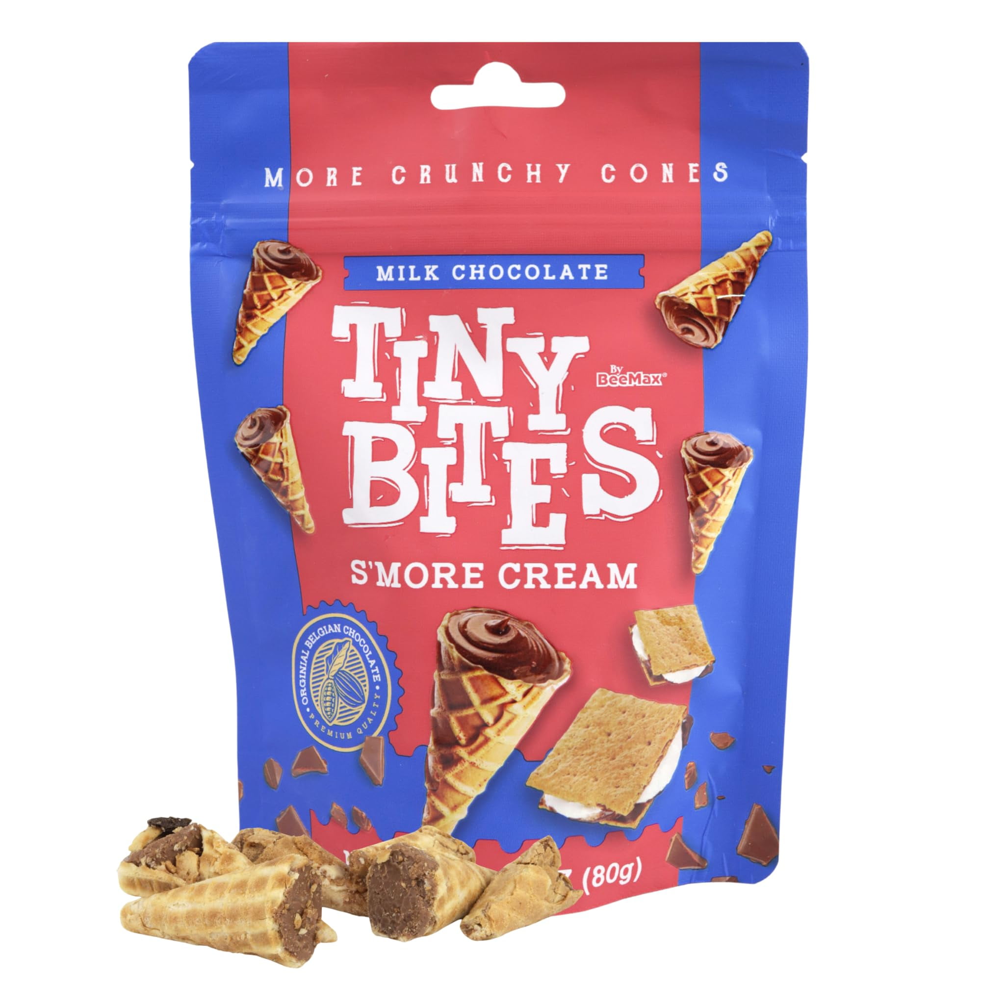 Bee Max S'mores Chocolate SBF3 Cones Bites, Bite Size Waffle Cone Snack ...