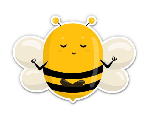 Bee Meditating Yoga - 8" Vinyl Sticker - For Car Laptop I-Pad ...