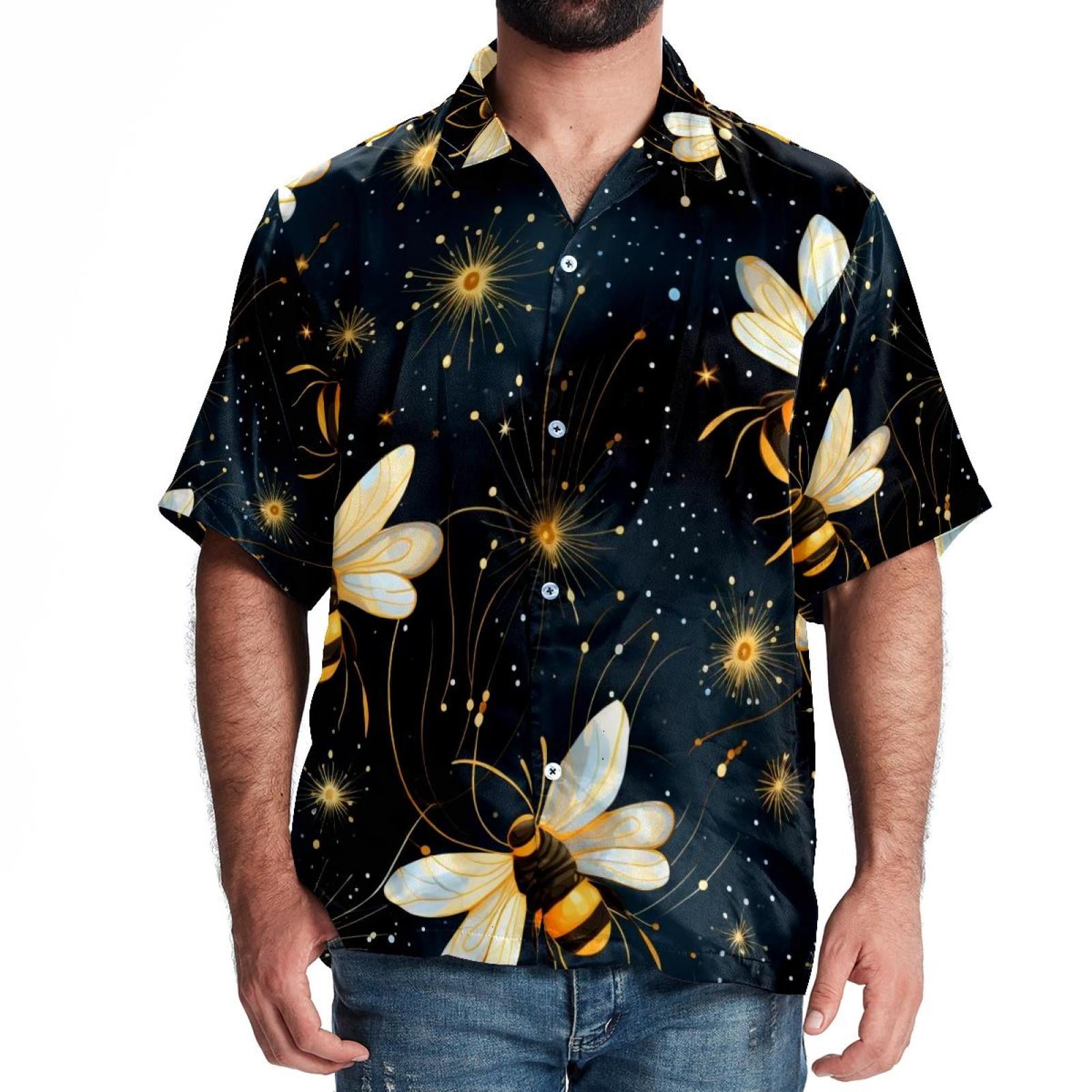 Bee Men's Hawaiian Shirts, Vacation Short Sleeve Beach Shirts for Men ...