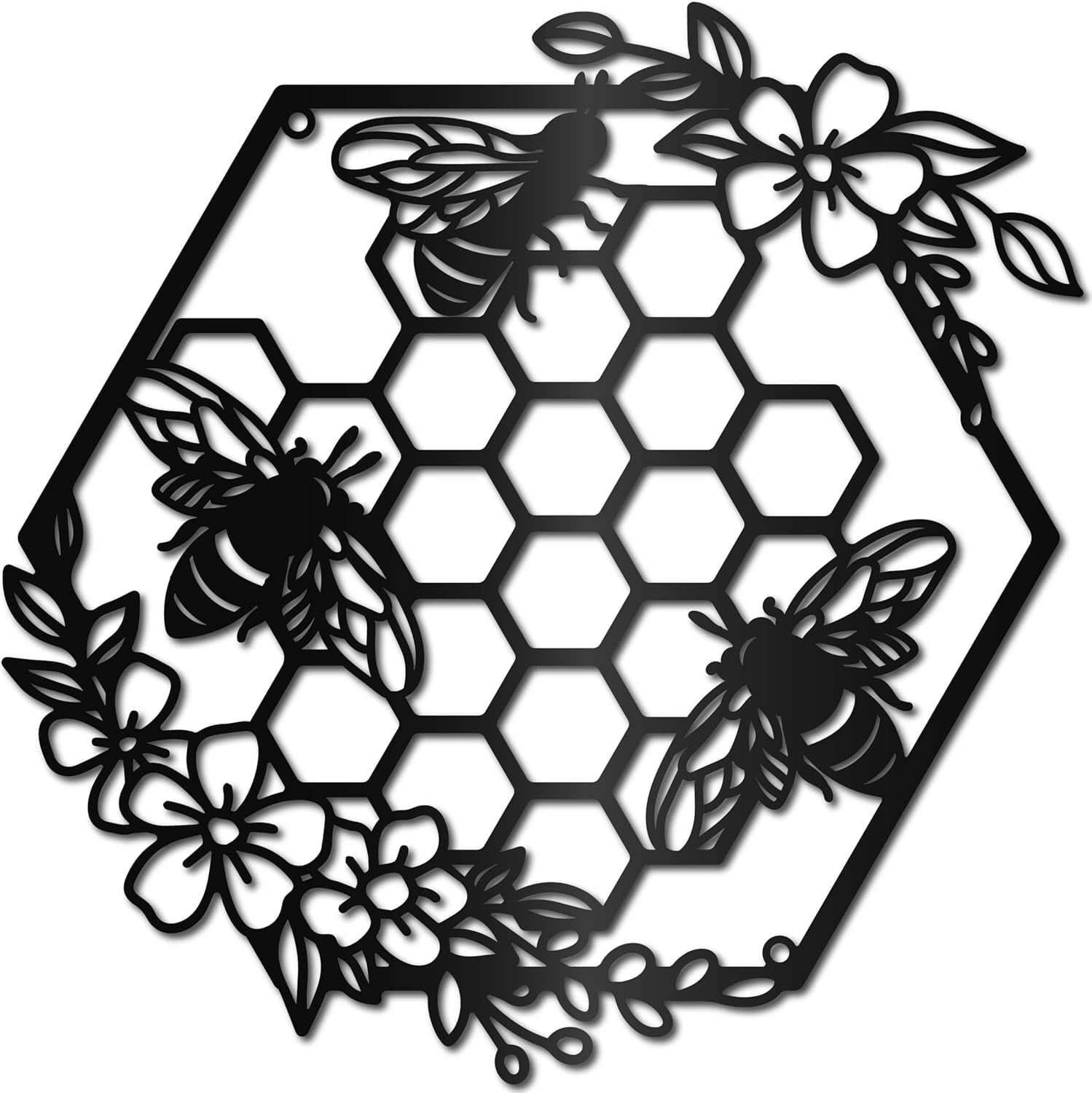 Bee Metal Wall Decor Honey Comb Bees Farmhouse Wall Art Rustic Black ...