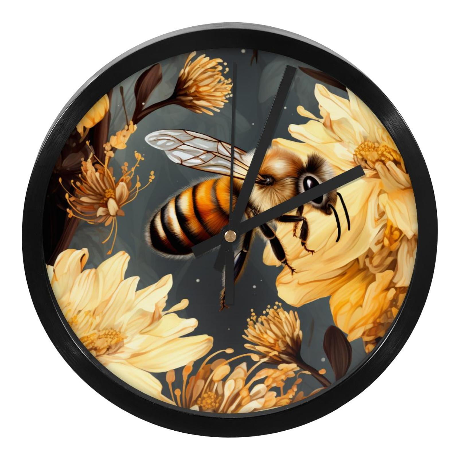 Bee Modern 9.8 Inch Wall Clock, Silent Non-Ticking Round Digital Clock ...