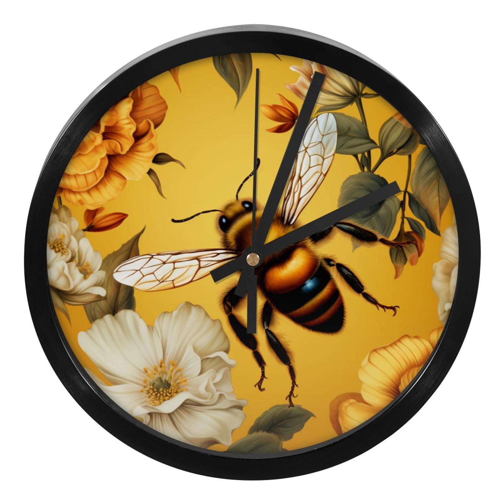 Bee Modern Wall Clock, 9.8 Inches, Silent Non-Ticking Round Digital ...
