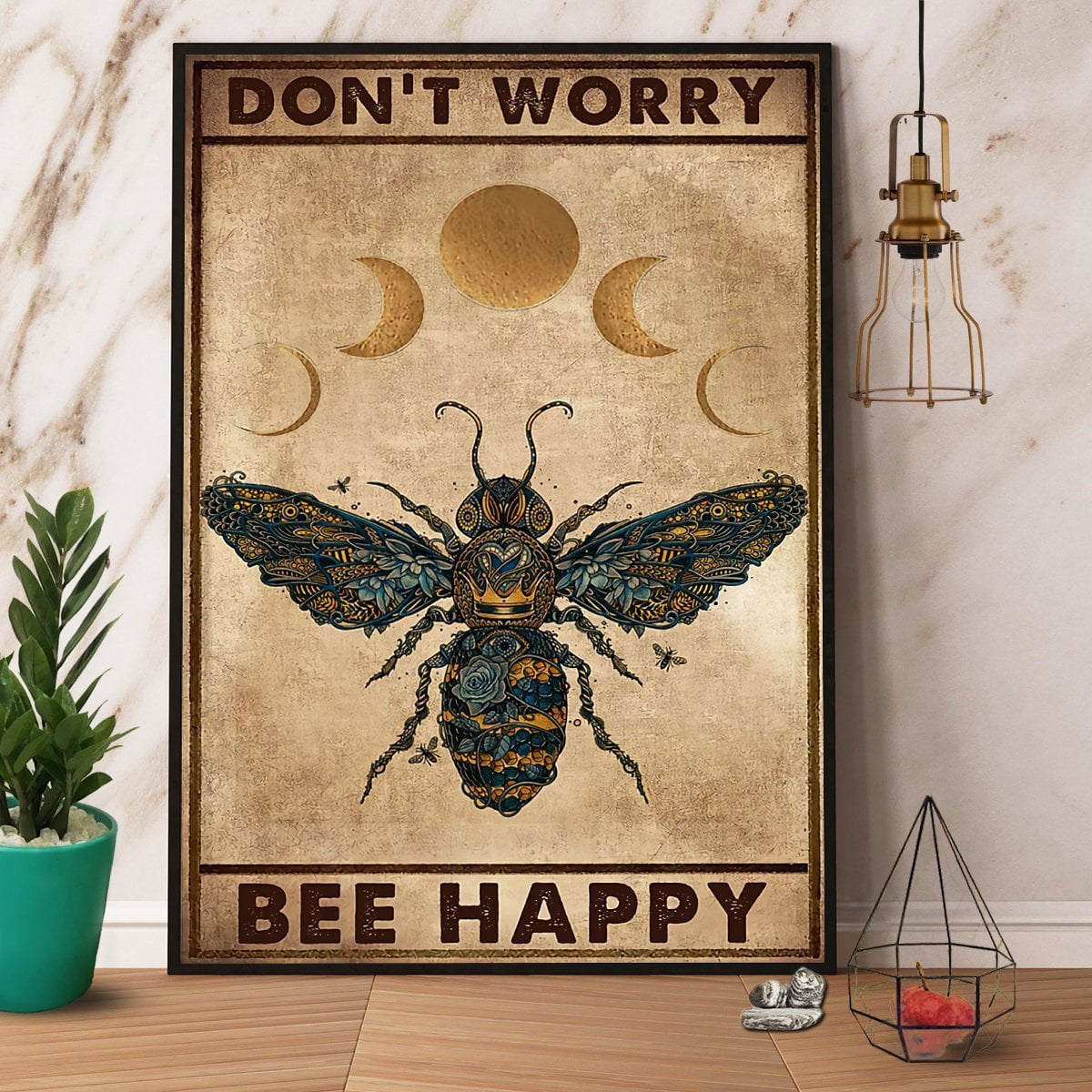 Bee & Moon Don'T Worry Be Happy Paper Poster No Frame Matte Wall Art ...