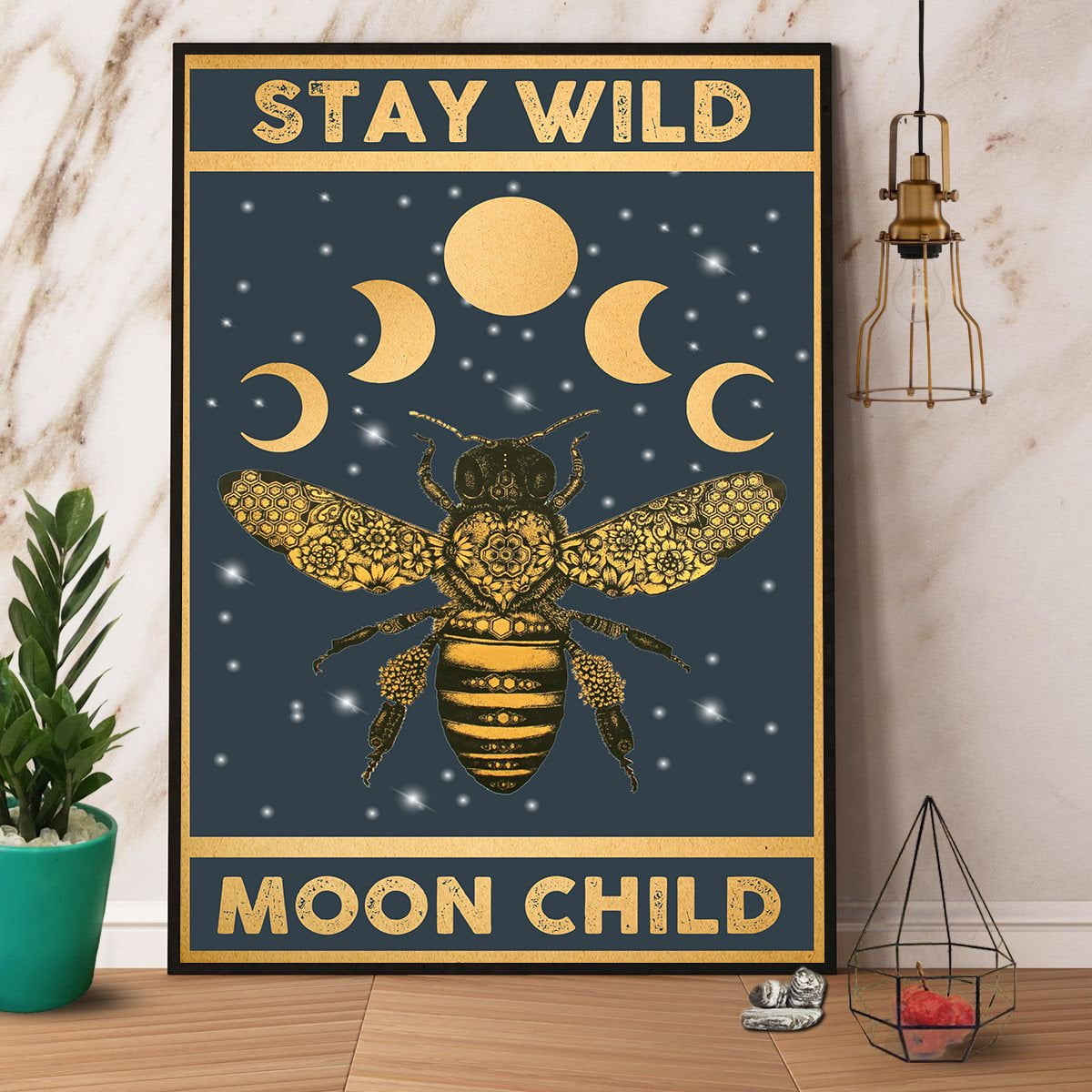 Bee Moon Phase Stay Wild Moon Child Poster No Frame Matte Wall Art ...