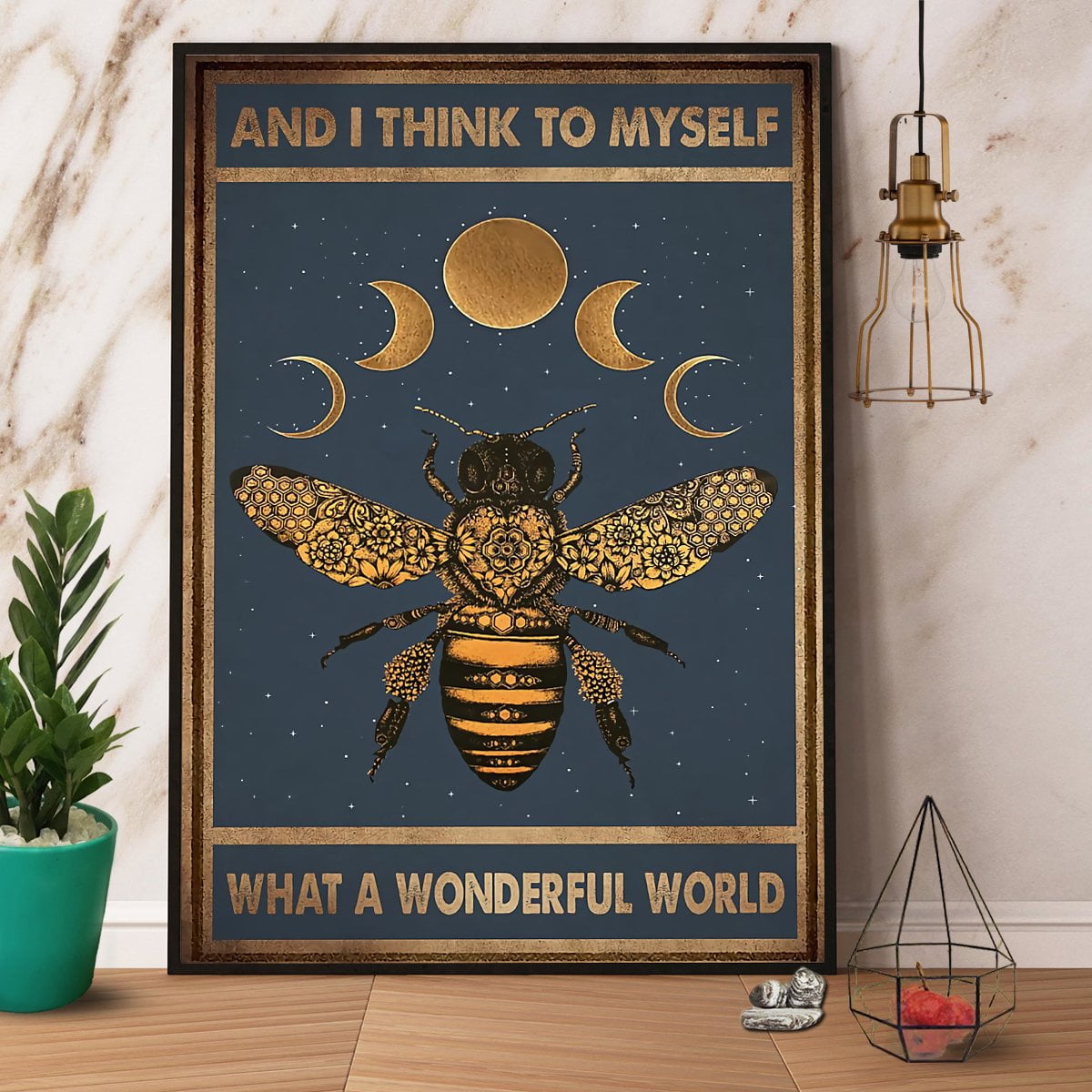 Bee & Moon What A Wonderful World Satin Poster Wall Art Decor 16 x 24 ...