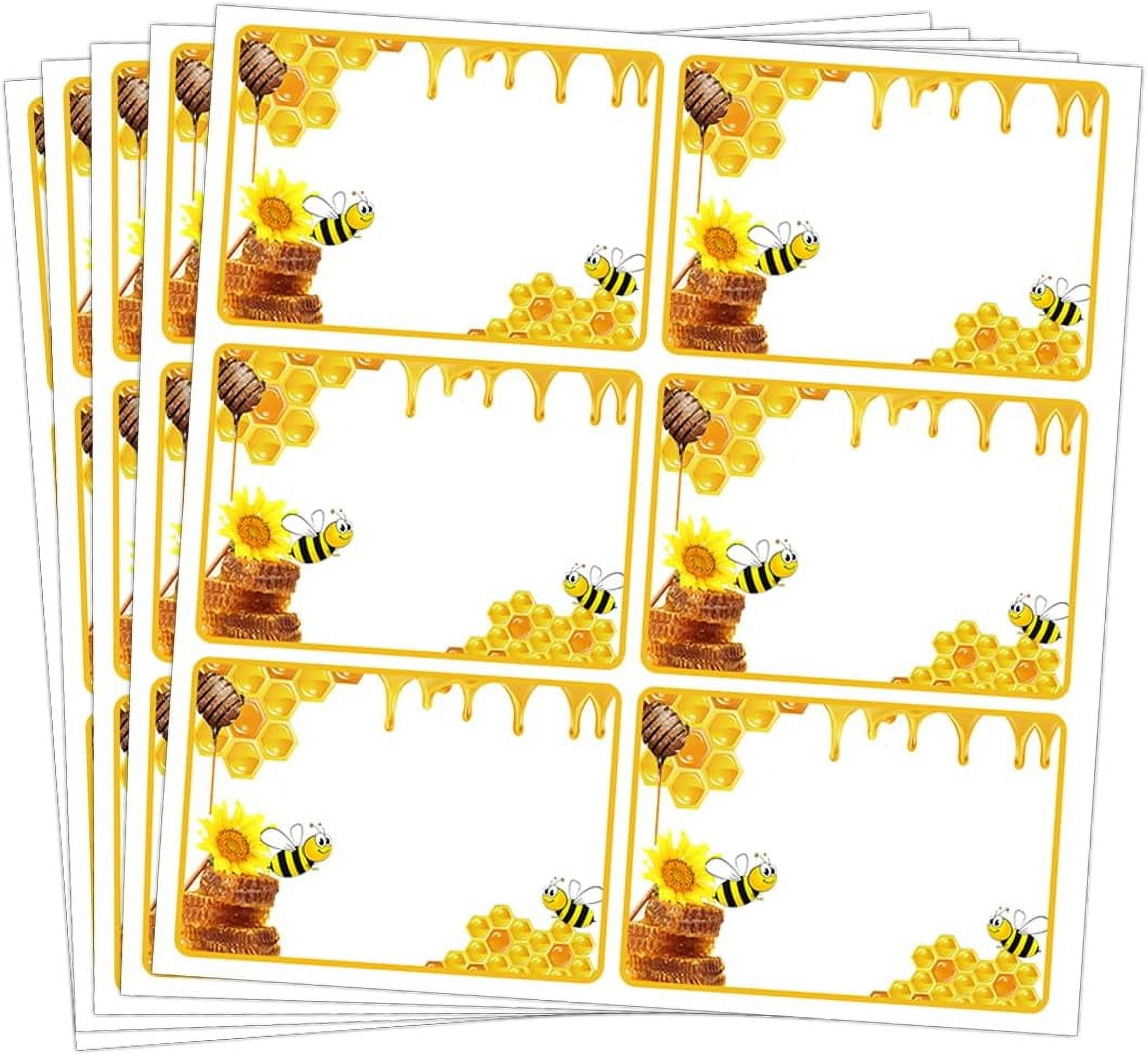 Bee Name Tags Stickers 3.5x2.5inches Flowers Bee Honeycomb Blank ...