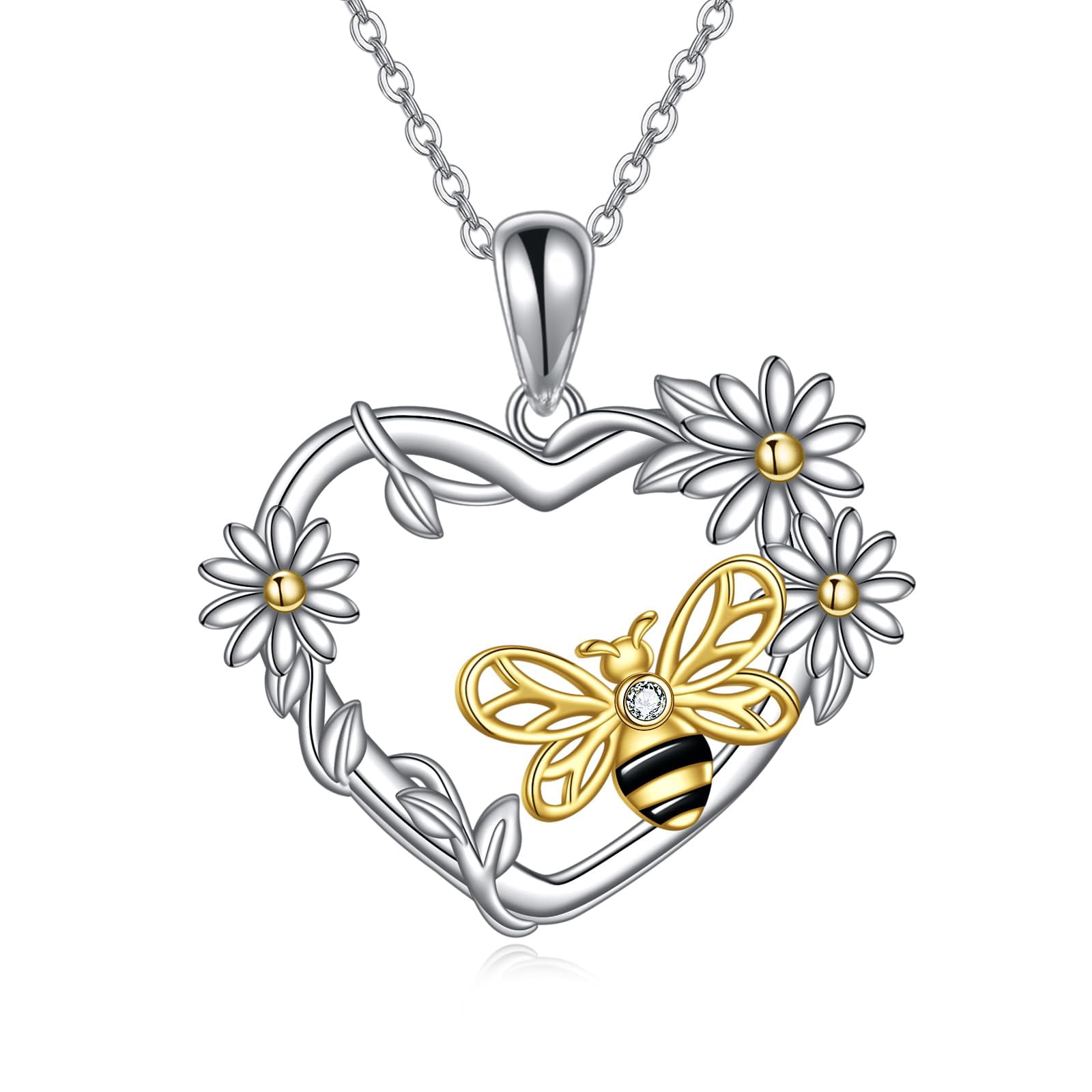 Bee Necklace Sterling Silver Bumblebee Pendant Necklaces Honey Bee ...