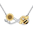 Bee Necklace for Women Sterling Silver Cute Animal Sunflower Pendant ...