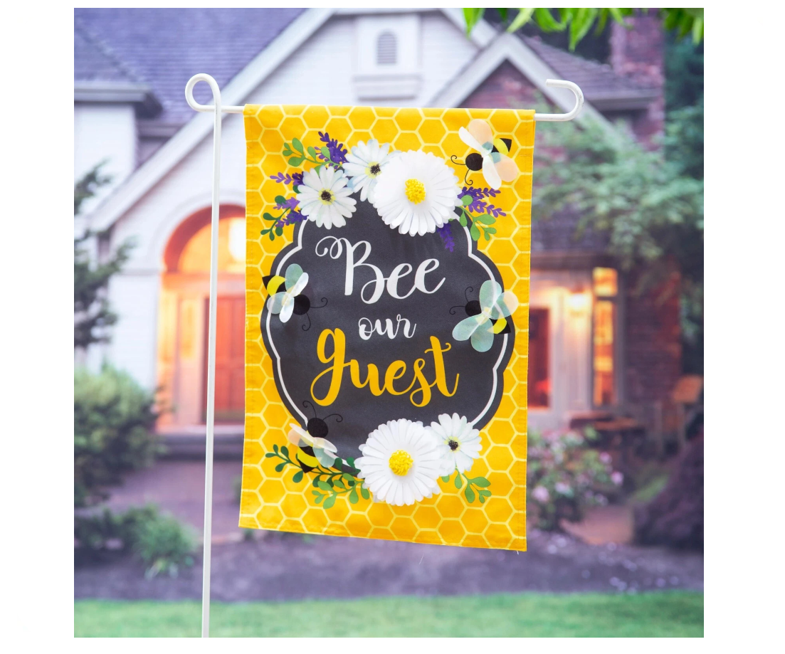 Bee Our Guest Flag 12x18 POLE NOT INCLUDED Garden Flag - Walmart.com
