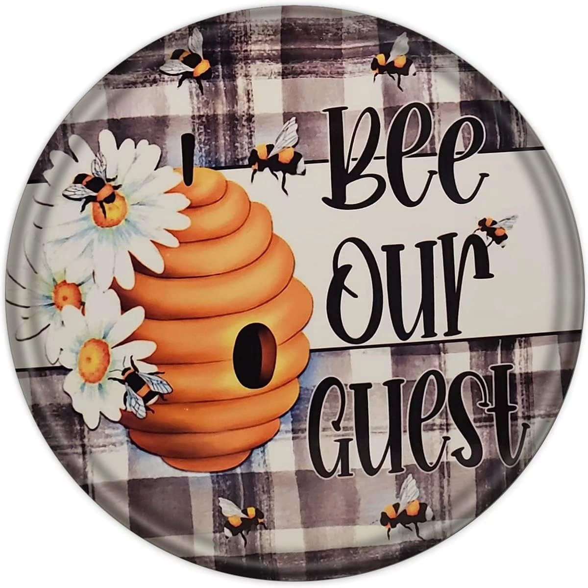 Bee Our Guest Vintage Style Round Metal Tin Sign Home Living Room ...