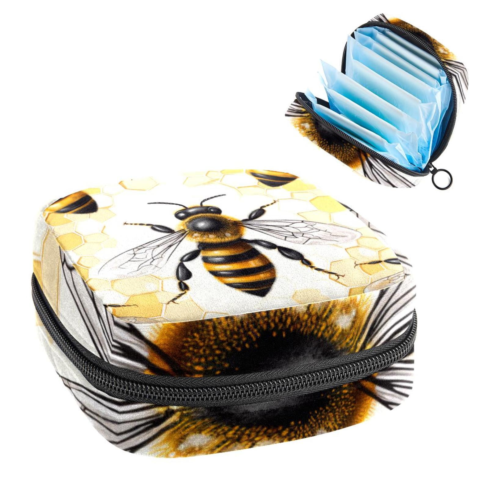 Bee Pad Bag Small Bag Canvas Pouch with Zipper Small Pouch with Zipper ...