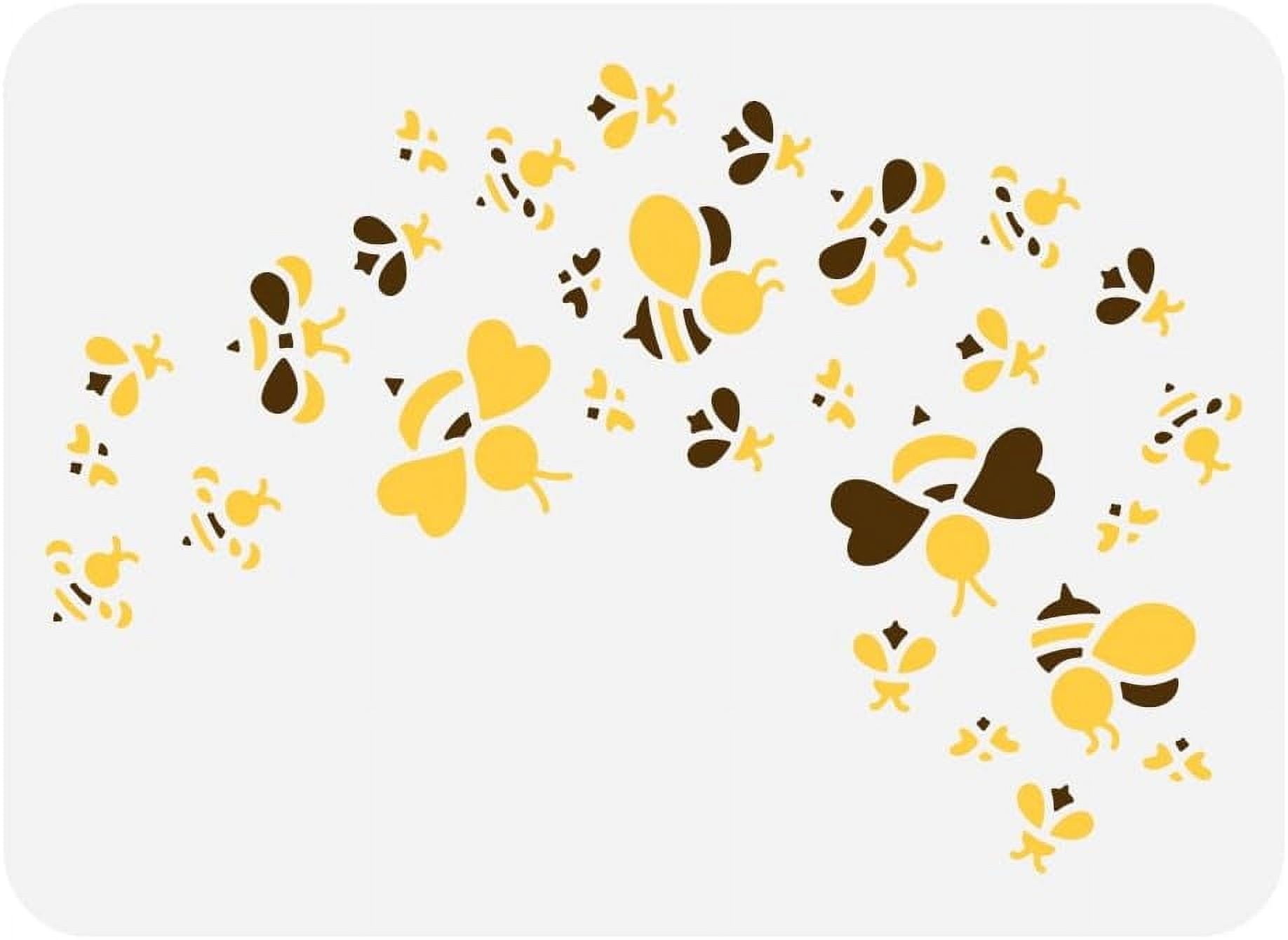 Bee Painting Stencil 8.3x11.7inch Reusable Flying Pattern Drawing Template DIY Art Swarm of Bees ...