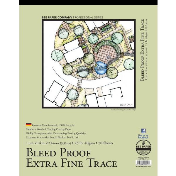 Bee Paper Bleed Proof Extra Fine Trace Pad 11" x 14" - Walmart.com