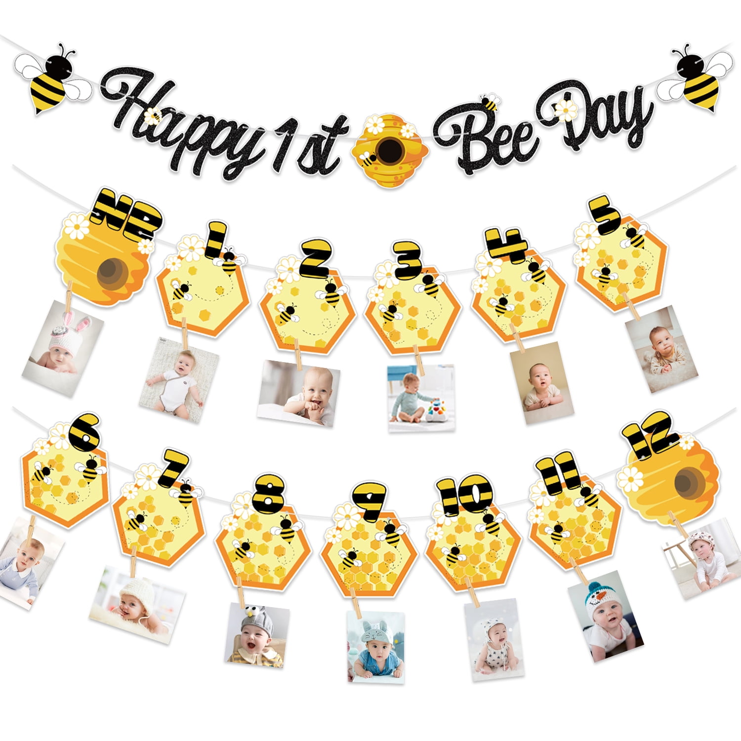 Hegbolke Happy 1st Bee Day Banner, 8.2 ft, 0.5 lbs - Walmart.com