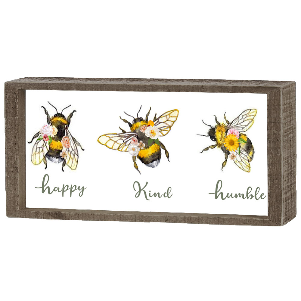 Bee Pattern Inset Box Sign Carved Wooden Display Board Sign Bumblebee ...