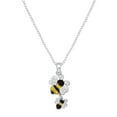 Bee Pendant Necklace Rhinestone Crystal Rhodium Plated 17 Inch Link ...