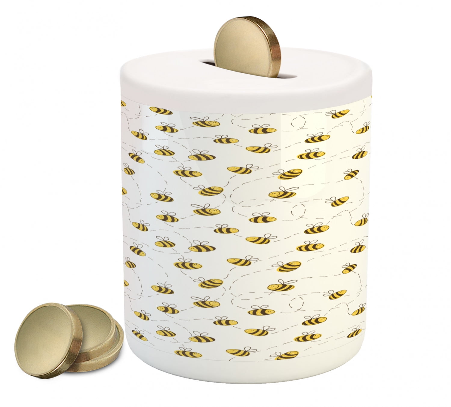 Bee Piggy Bank, Simplistic Illustration of Buzzing and Flying Bees ...