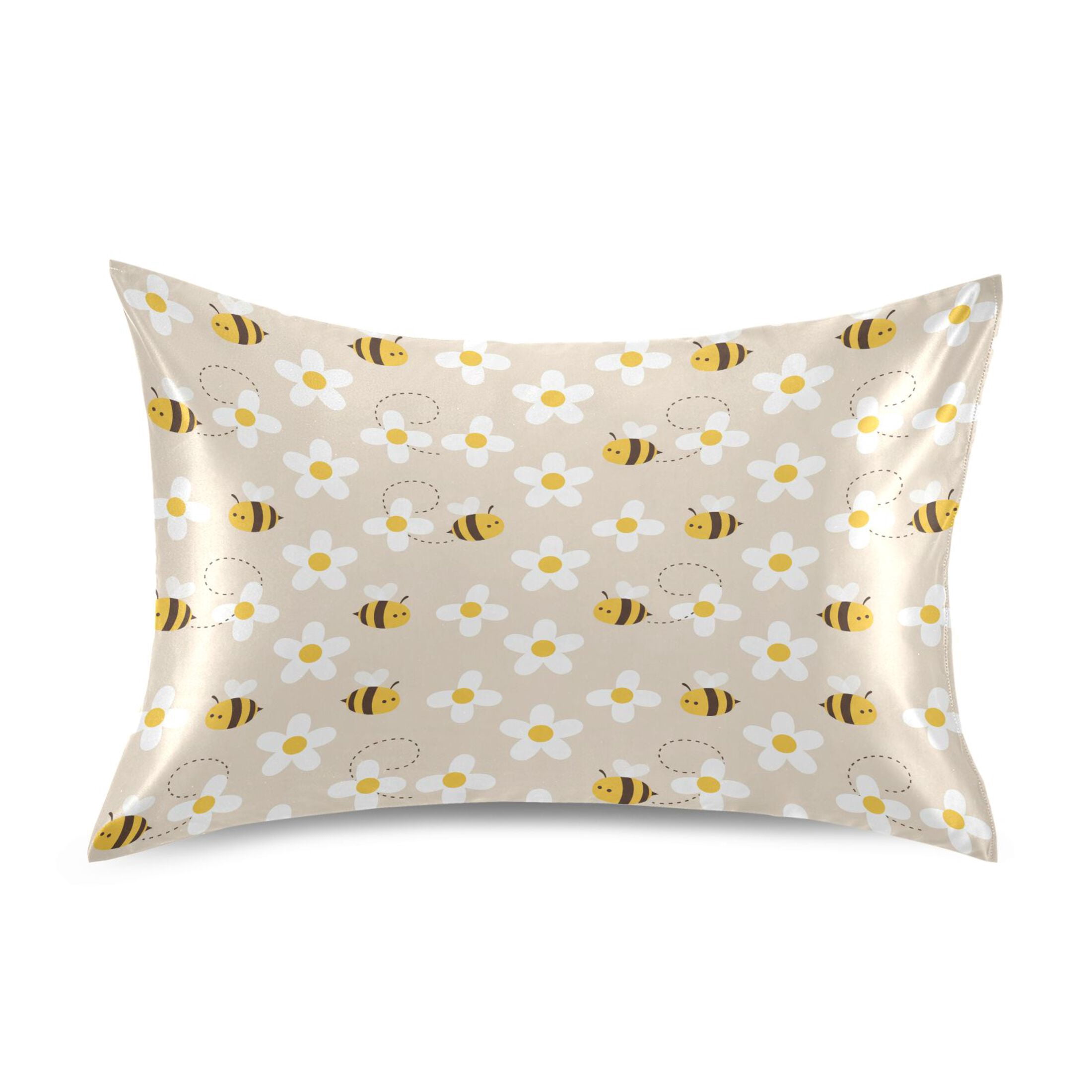 Bee Pink King Size Satin Pillowcase 40''x20'' Double-Sided Print Soft ...