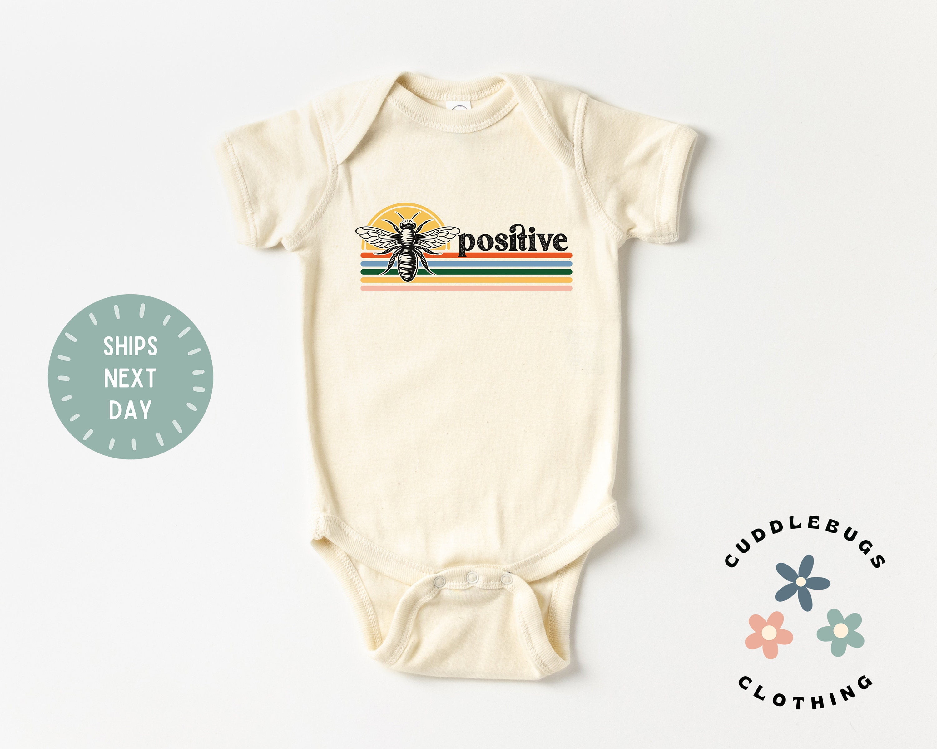 Bee Positive Baby Onesies Bodysuit, Inspirational Be Positive Bodysuit ...