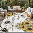 Bee Positive Indoor Outdoor Rugs 5x8 Ft, Farmhouse Bee Animal Sunflower ...