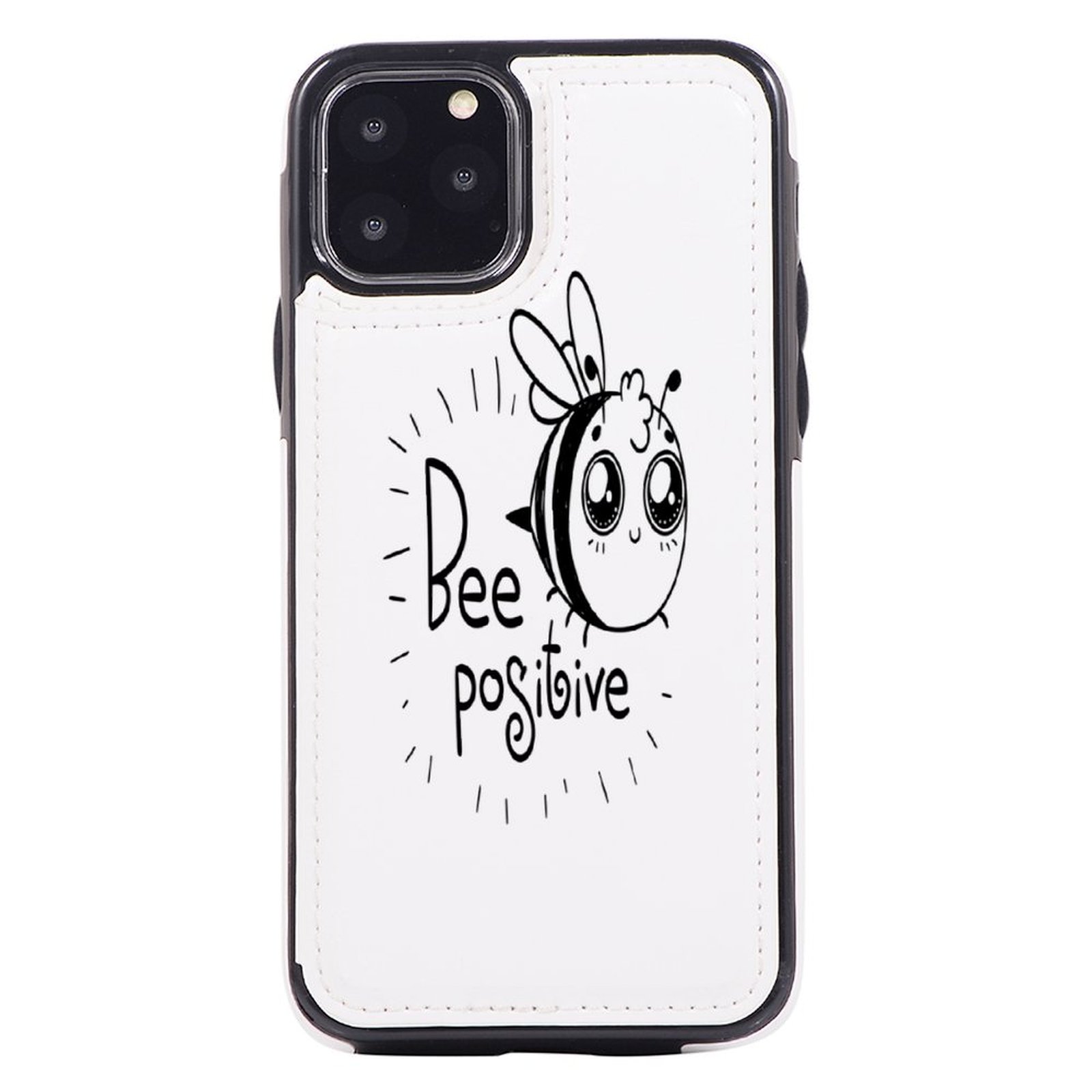 Bee Positive Leather Wallet Case for iPhone 16 15 14 13 12 11 Pro Max ...