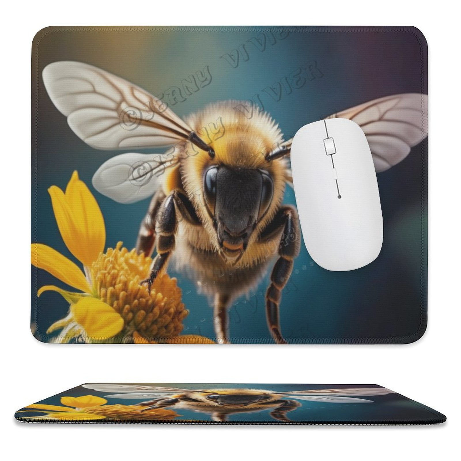 Bee Printed Mouse Pad,Funny Mouse Pad with Stitched Edge Rubber Base ...