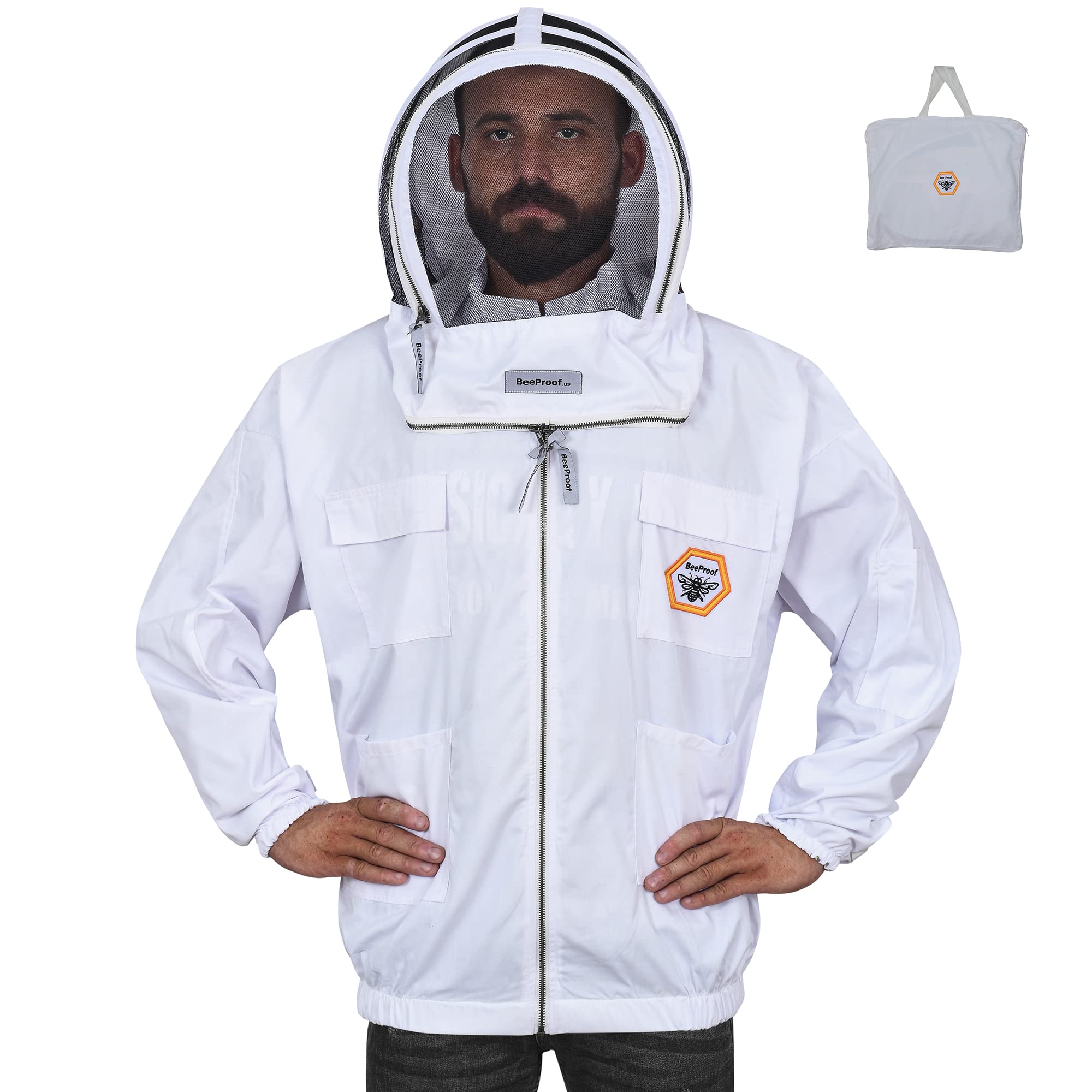Bee Proof Beekeeping Jackets with Fencing Veil Breathable Cotton ...