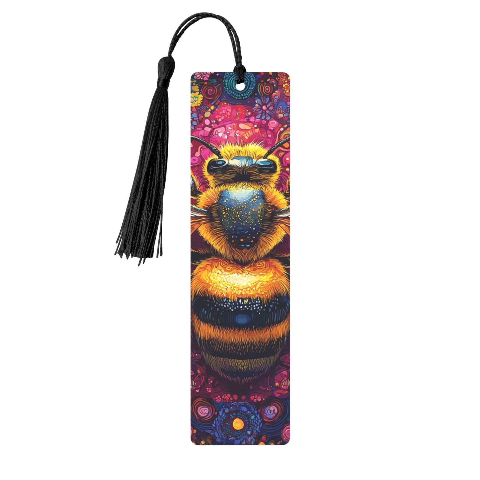 Bee Psychedelic Abstract Aluminum Metal Bookmark with Tassel ...