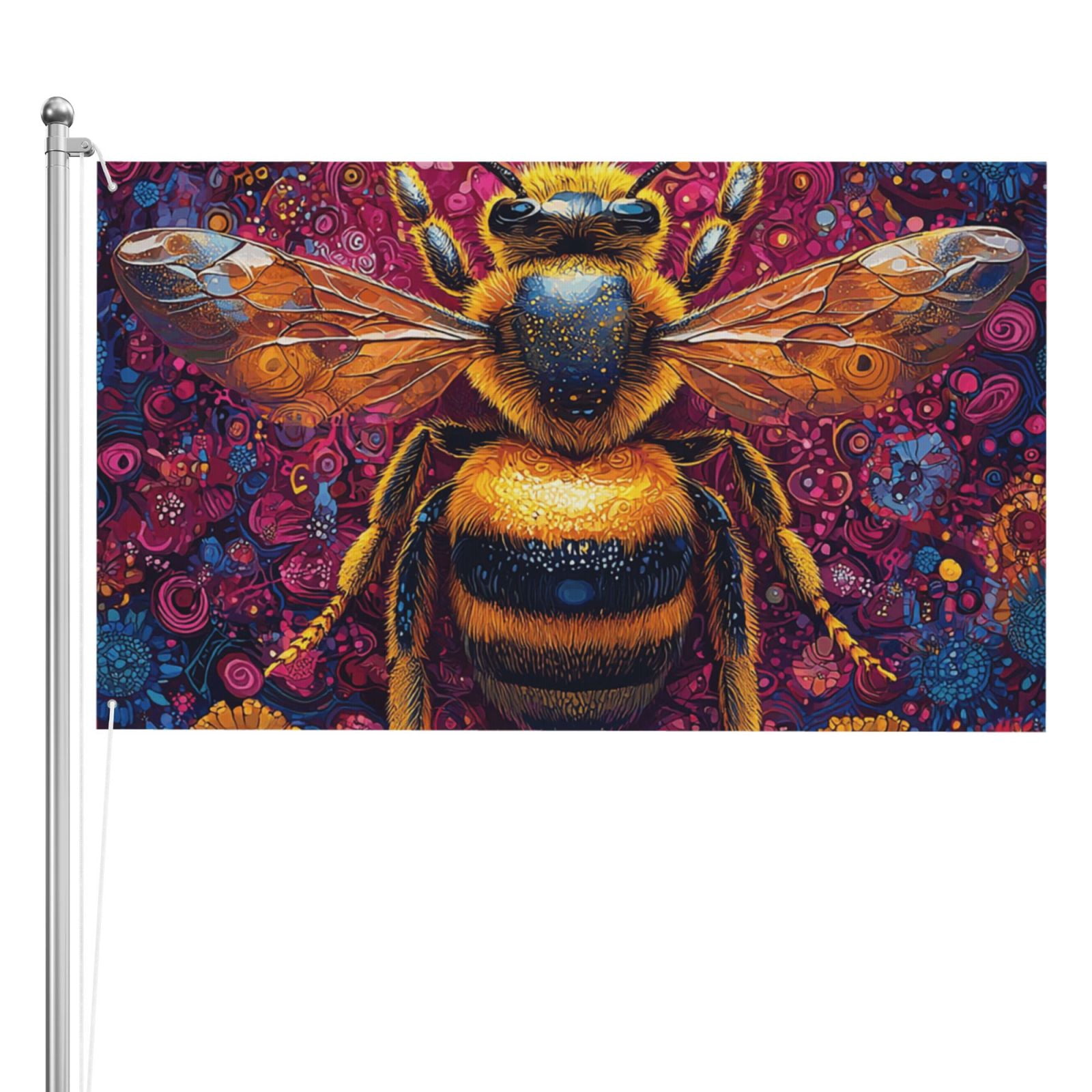 Bee Psychedelic Abstract Double Sided Flag 3x5FT Reversible Garden Flag ...