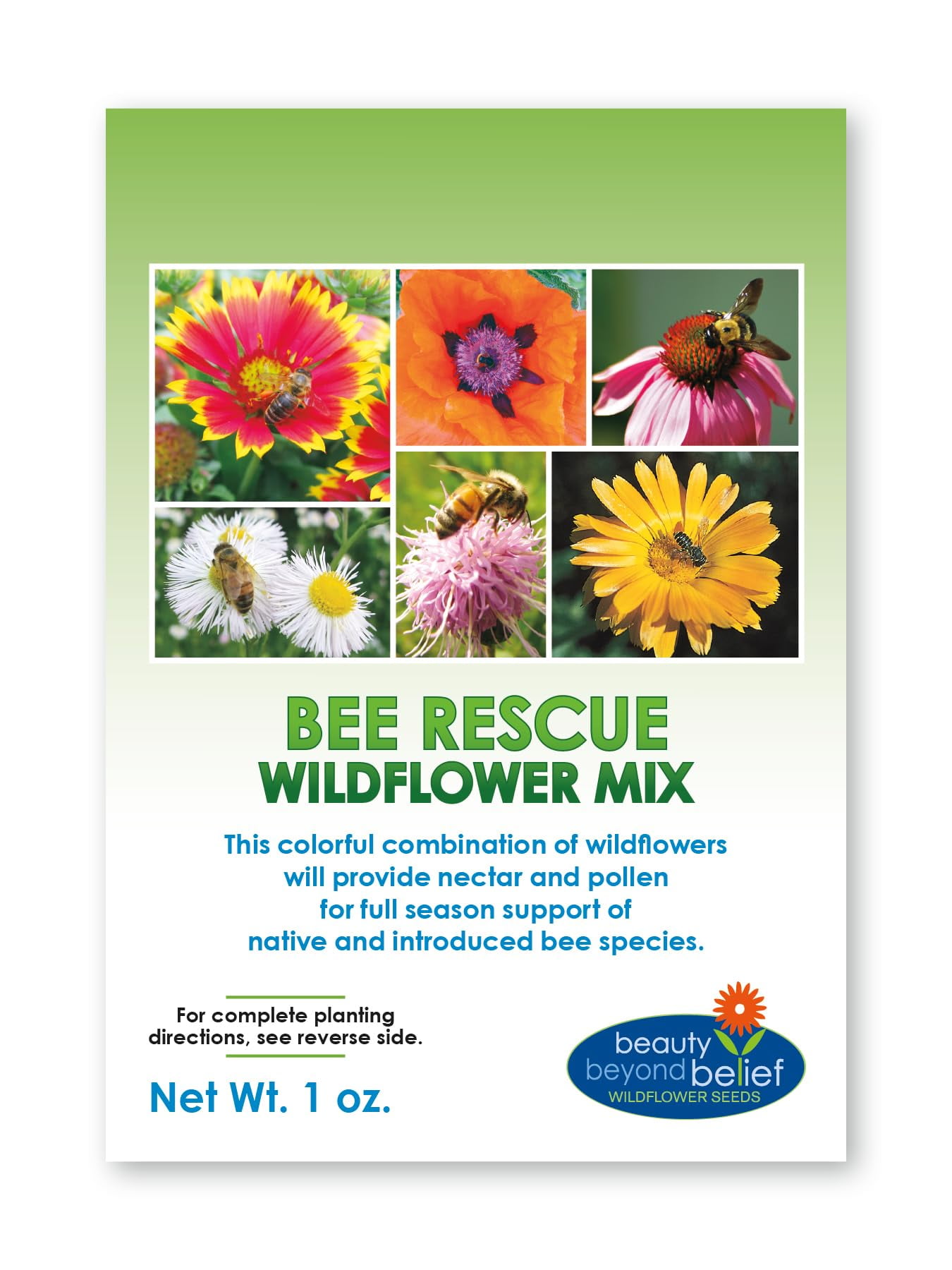 Bee Rescue Wildflower TWE5 Seed Mix 1oz - Premium Wildflower Seed Mix ...