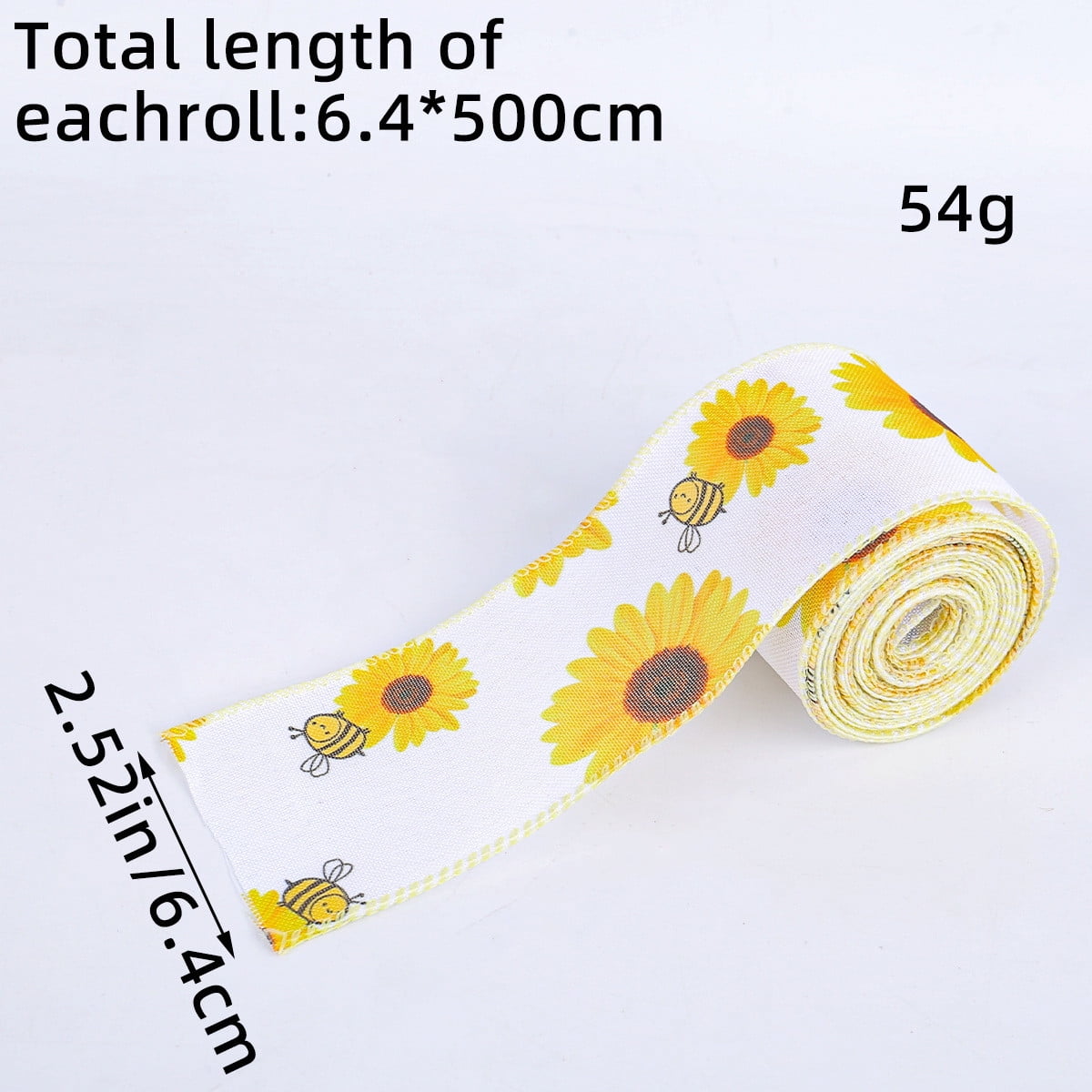 Bee Ribbon, Xinsrenus Yellow Honeybee Decorative Ribbon, 6.4cm x 500cm ...