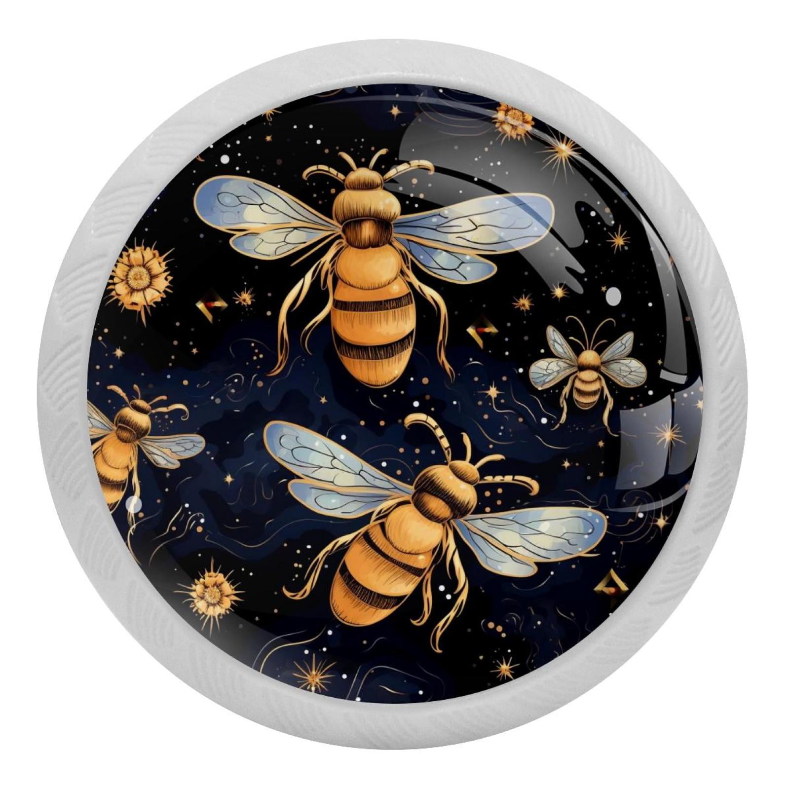 Bee Round Glow-in-the-Dark Door Knobs 4-Pack with Screws - Fluorescent ...