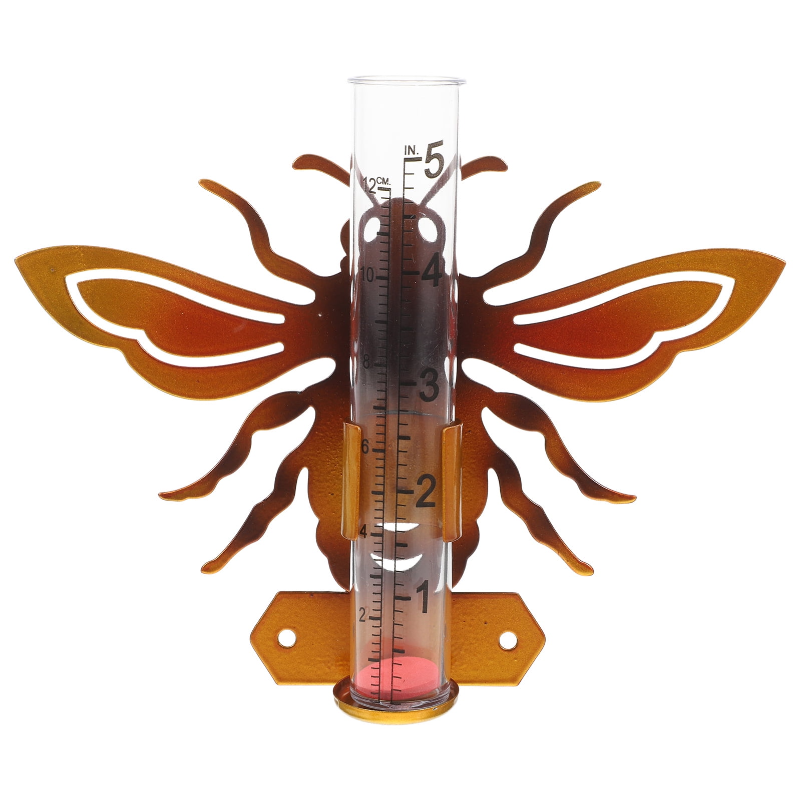 Bee Shaped Rain Gauge Freeze Proof Iron Rain Gauge With Decorative Glass Tube Ideal For ...