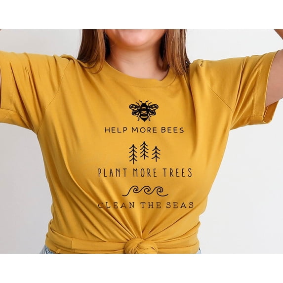 Bee Shirt Earth Day Tshirt Help More Bees Plant More Trees Clean The ...
