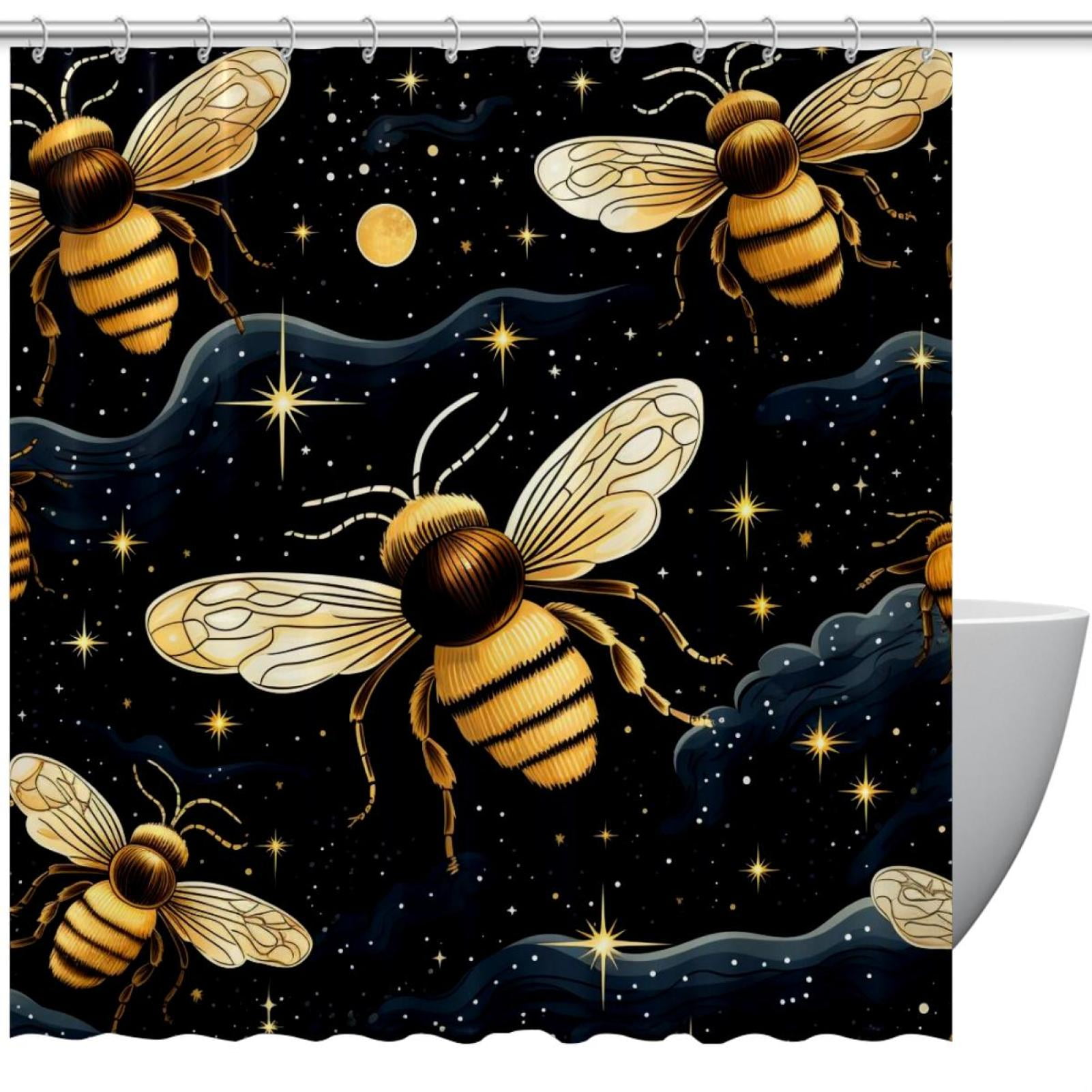 Bee Shower Curtain for Bathroom, Aesthetics Patterns Curtain Bathroom ...