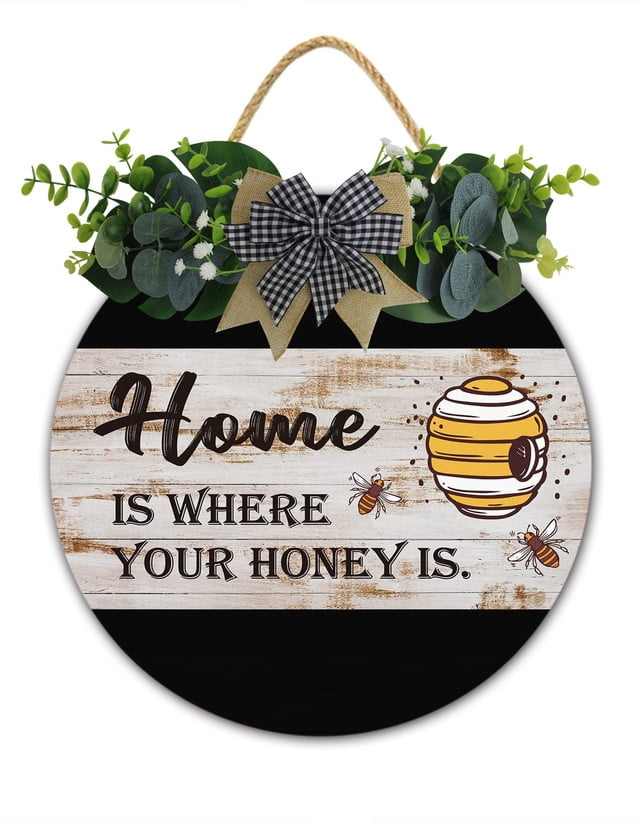 Bee Sign Farmhouse Home is Where Your Honey is Wooden Hanging Sign ...