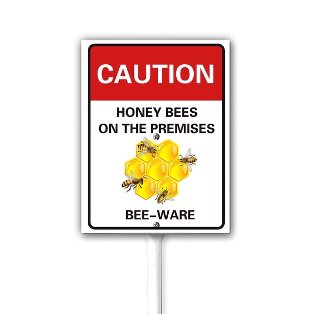 Bee Signs for Garden Caution Beware Honey Bees On The Premises Bee Yard ...