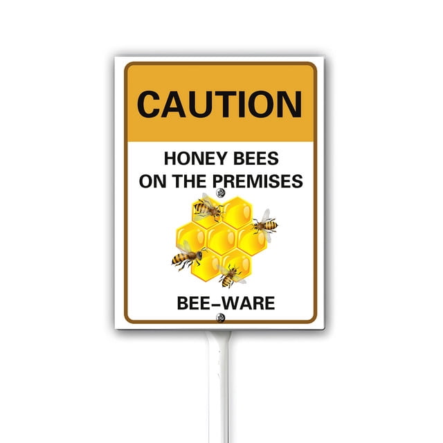 Bee Signs for Garden Caution Beware Honey Bees On The Premises Bee Yard ...