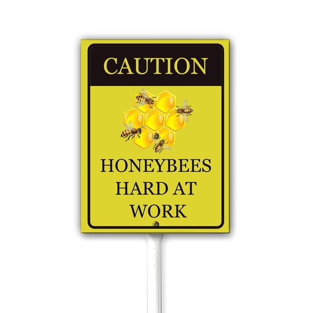 Bee Signs for Outside Caution Honeybees Hard at Work Bee Yard Sign With ...