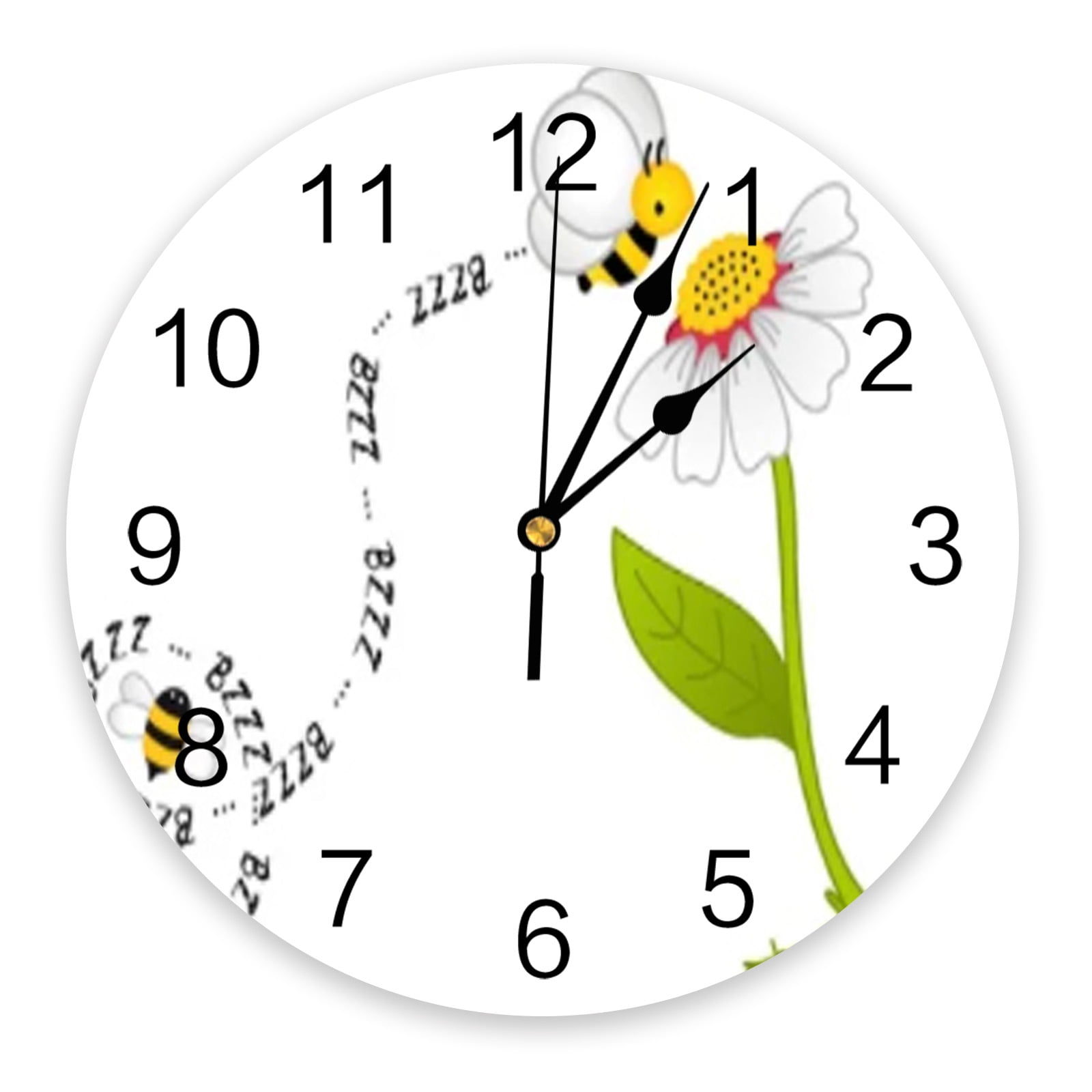 Bee Sleep Lily Illustration Digital Wall Watch Mute Table Clock Wall ...