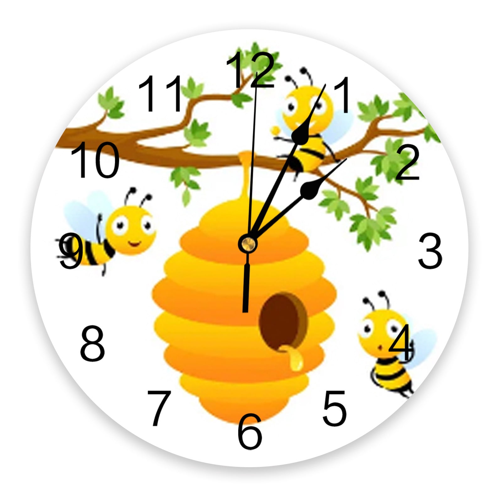 Bee Sleep Lily Illustration Digital Wall Watch Mute Table Clock Wall ...