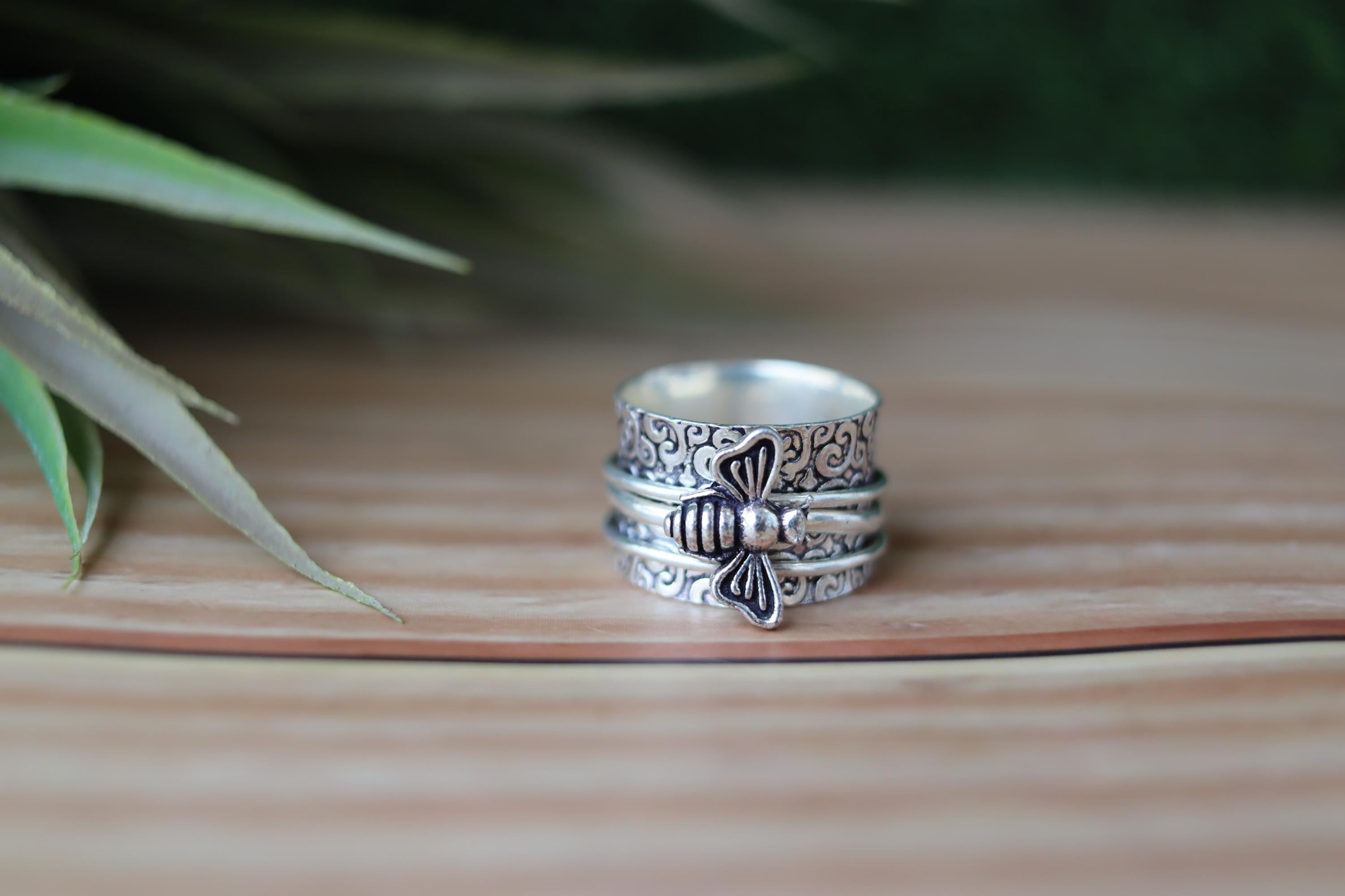Bee Spinner Ring, 925 Sterling Silver Ring, Unique Ring, Nature ...
