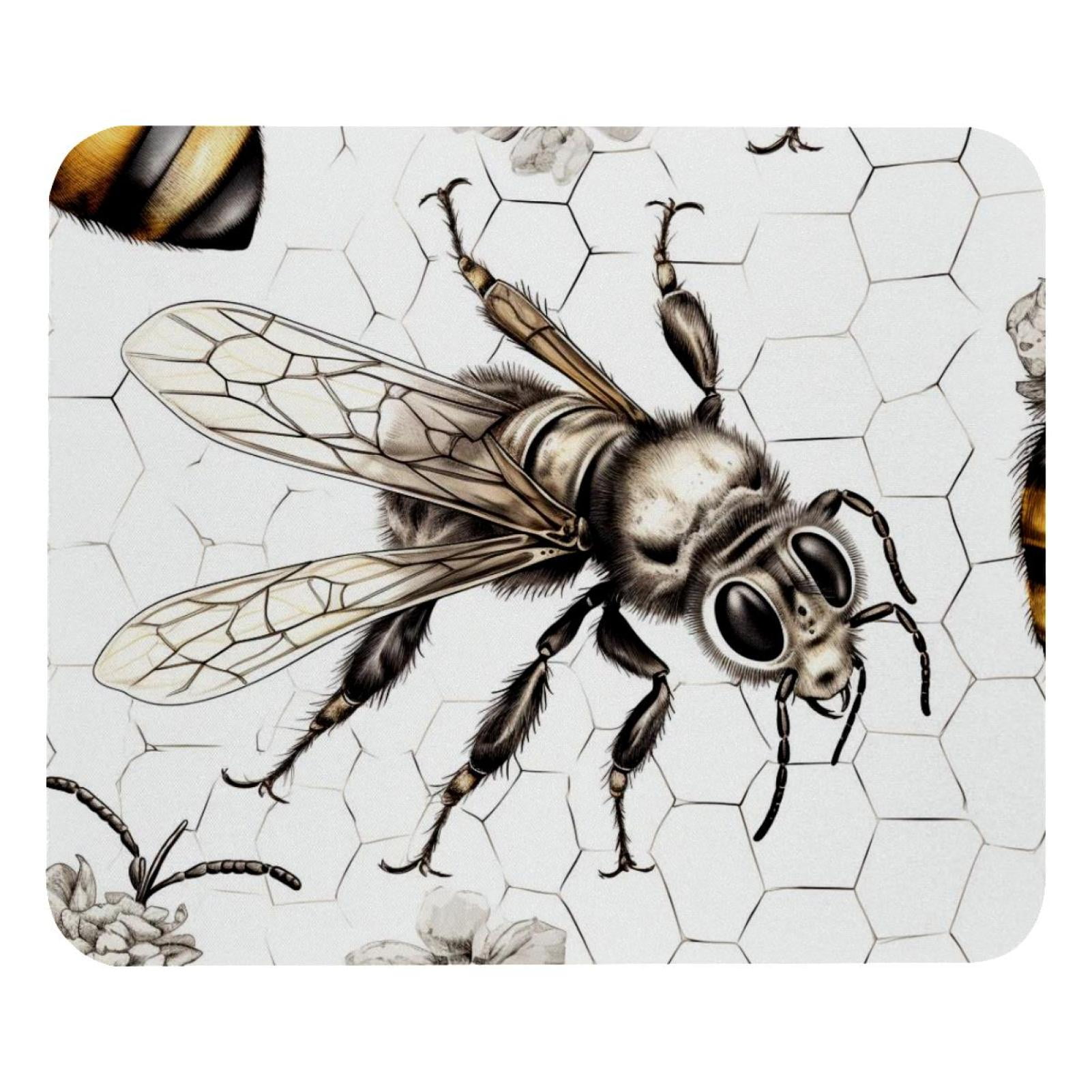 Bee Square Desk Mat, 8.3x9.8 Inch, Non-Slip Rubber Bottom, Printed ...