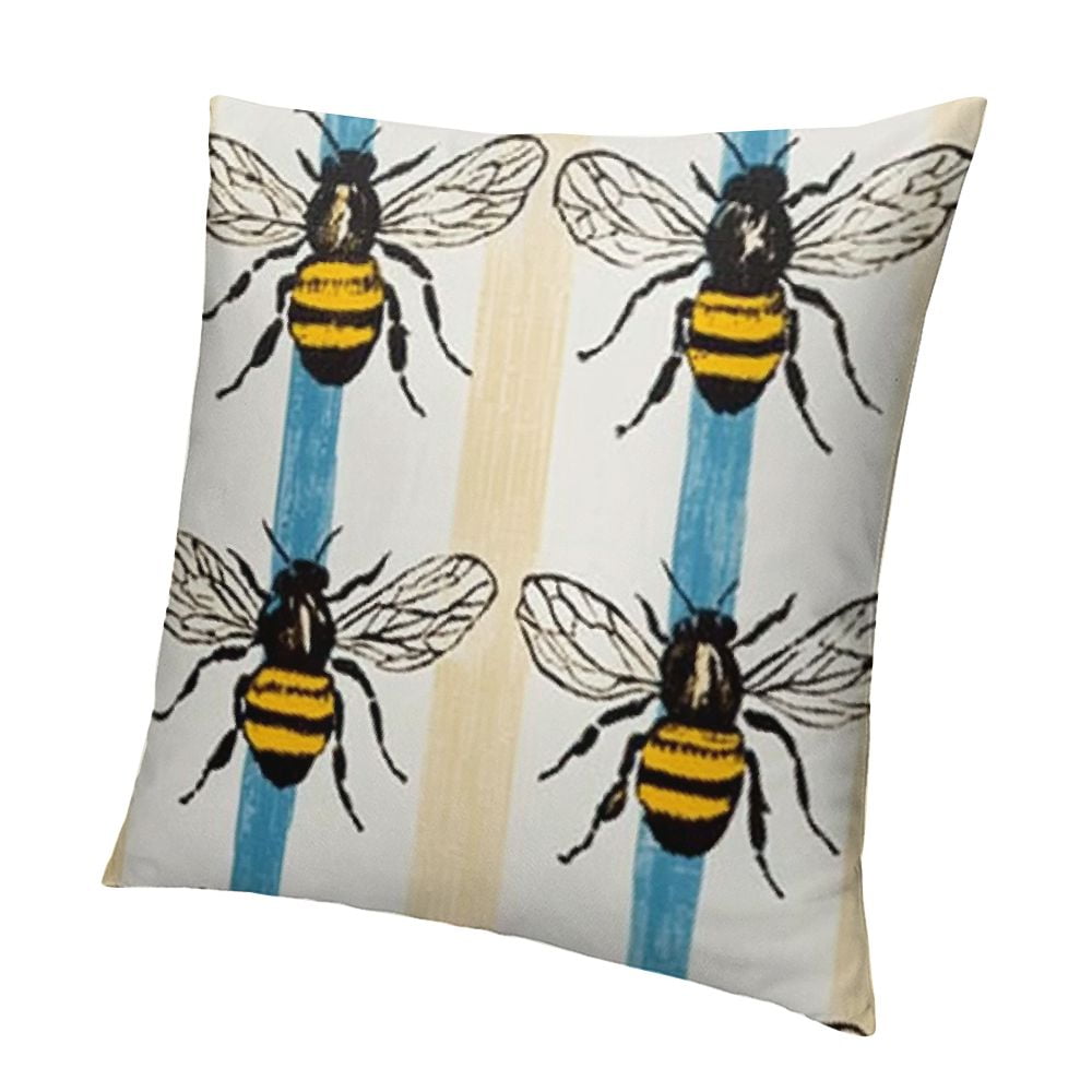Bee Square Pillow Cushion Cover,Pattern with Bees Cushion Covers Home ...